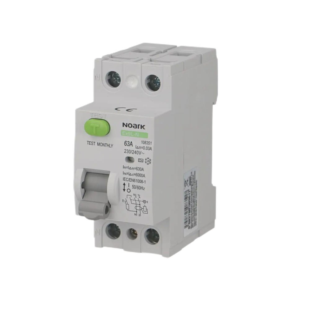 Interrupteur Différentiel 2P à vis Noark EX9L-N 40A 30mA AC