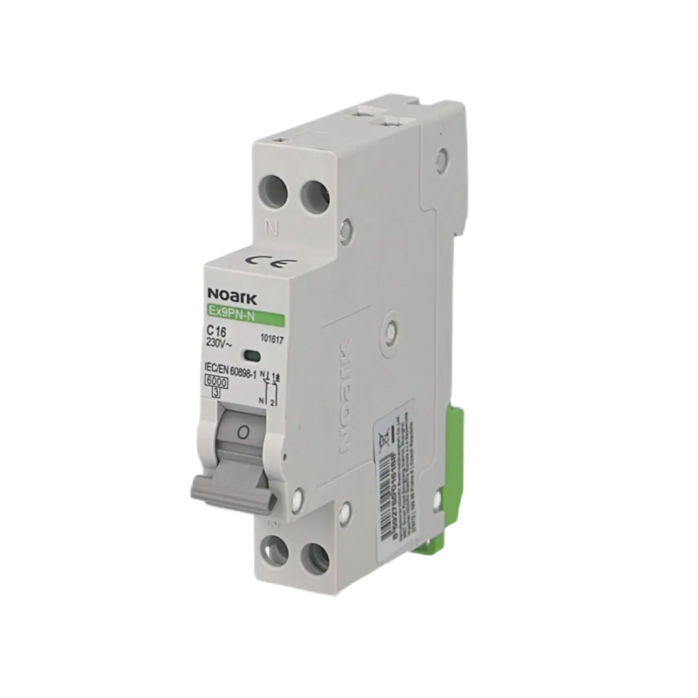 Disjoncteur modulaire phase neutre 16A courbe C 6kA Noark Ex9PN-N
